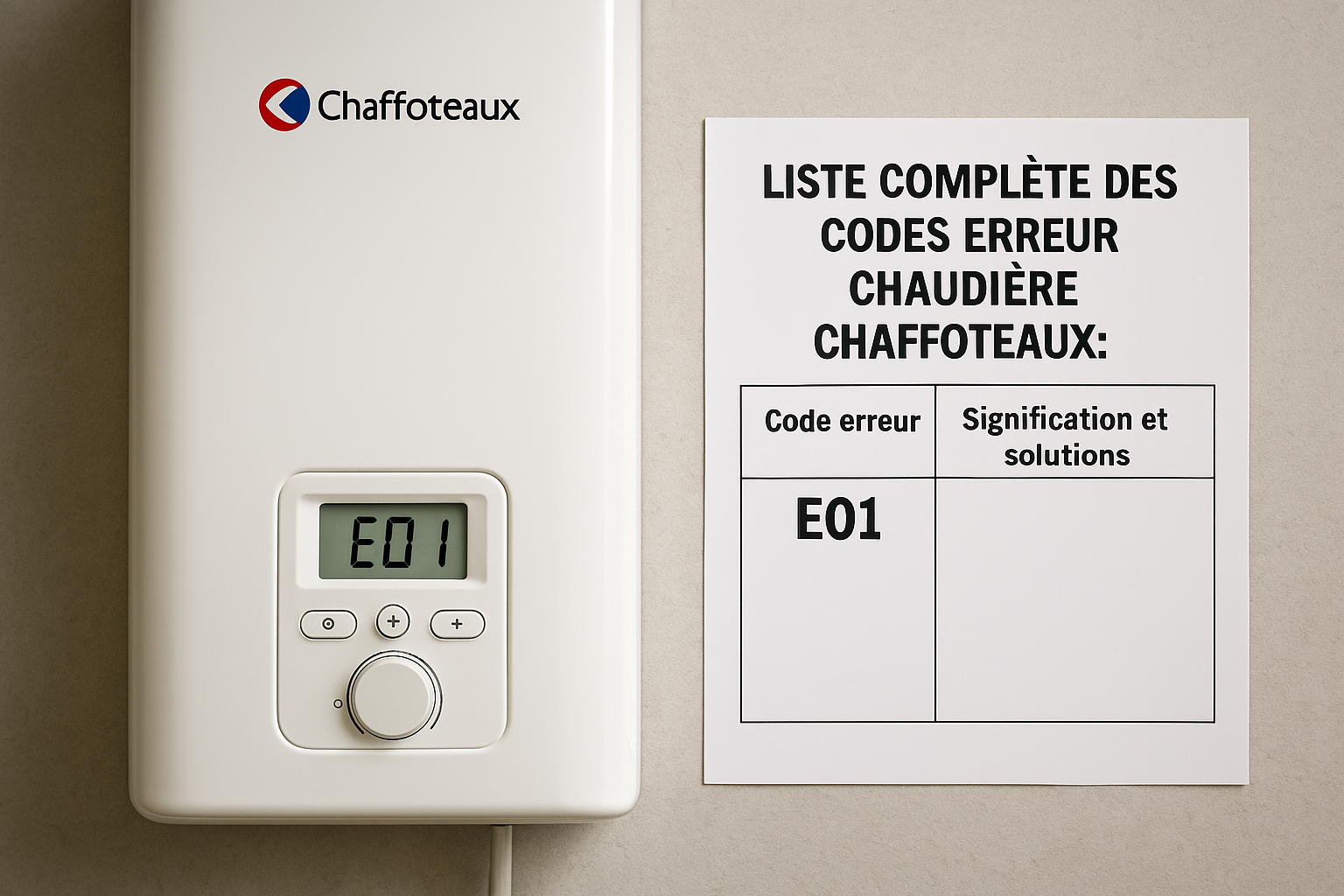 Liste complète des codes erreur chaudière Chaffoteaux : Signification et solutions